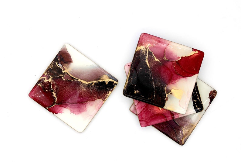 Alcohol Ink Resin Coasters Set of 4 Drink Coasters Abstract - Etsy