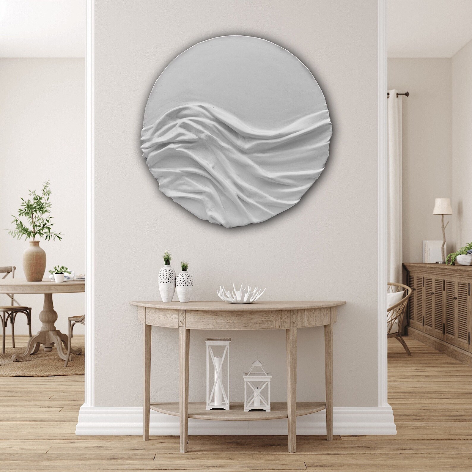Original Minimalist Textile Plaster Wall Art, Clay Draped Imitation, 3D ...