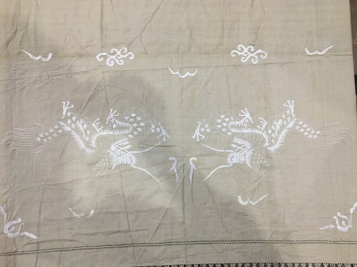 Antique Chinese Hand Embroidery Tablecloth Pictorial Table | Etsy