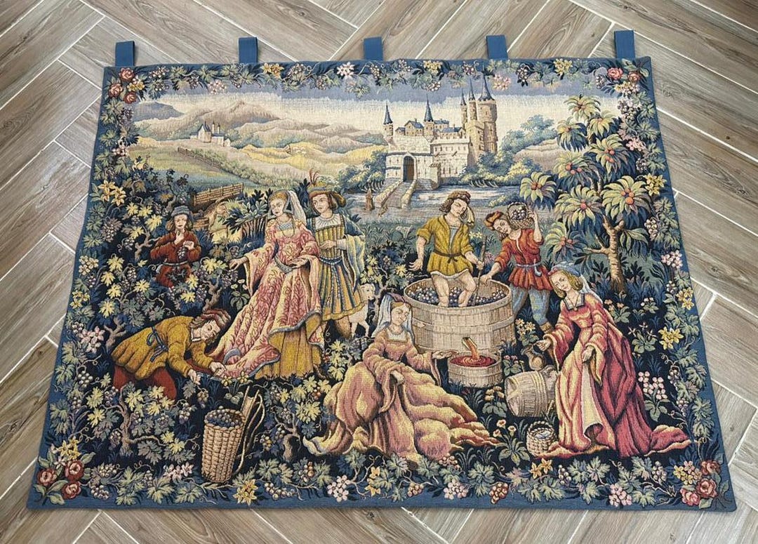 Vintage French Aubusson Tapestry, Medieval Goblins Scene, 116 X 91 Cm ...