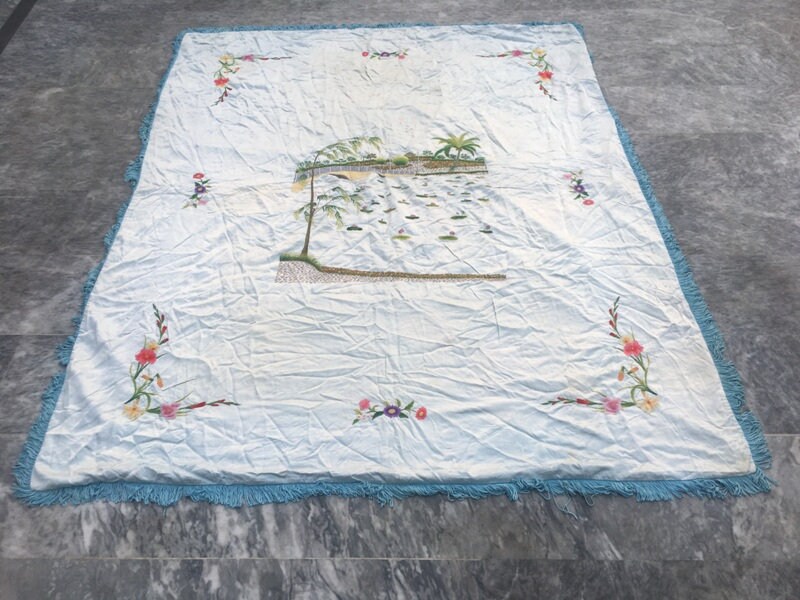 Antique Chinese Hand Embroidery Tablecloth Pictorial Table - Etsy