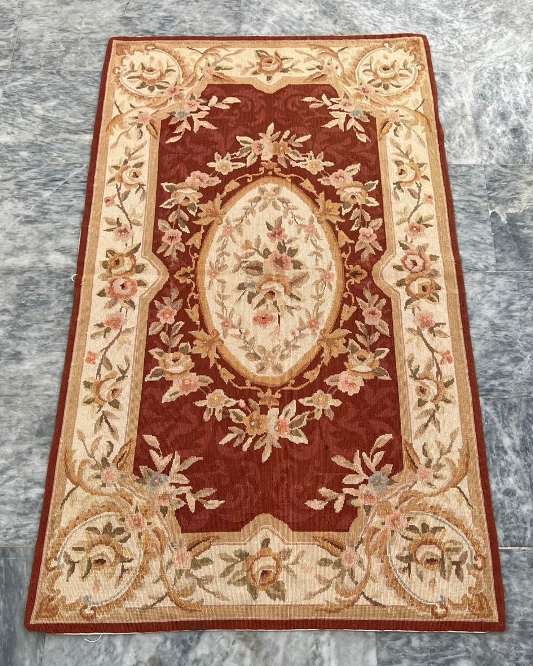 French Aubusson Rug Handmade Rug Living Room Rug Crewel Rug Needle ...