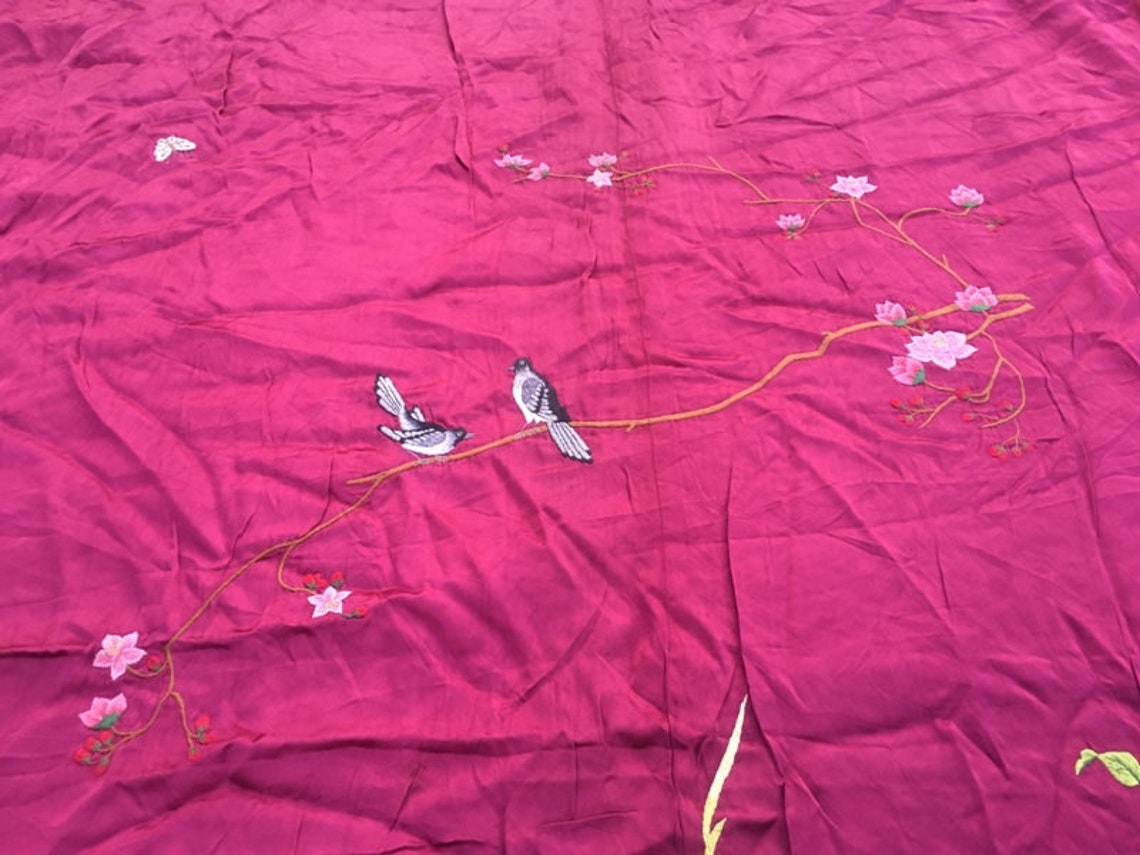 Antique Chinese Hand Embroidery Tablecloth Pictorial Table Cover Home ...