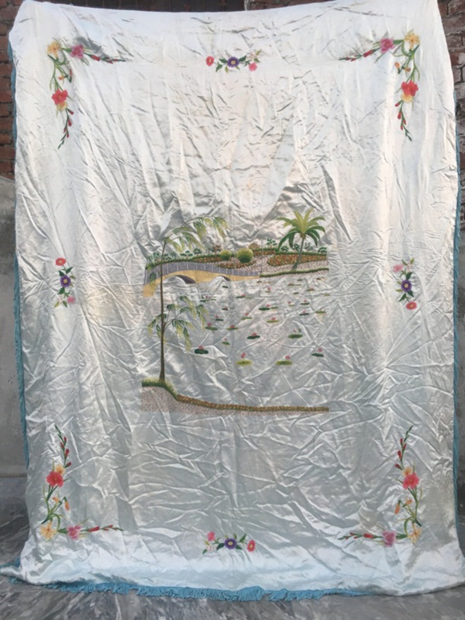 Antique Chinese Hand Embroidery Tablecloth Pictorial Table - Etsy