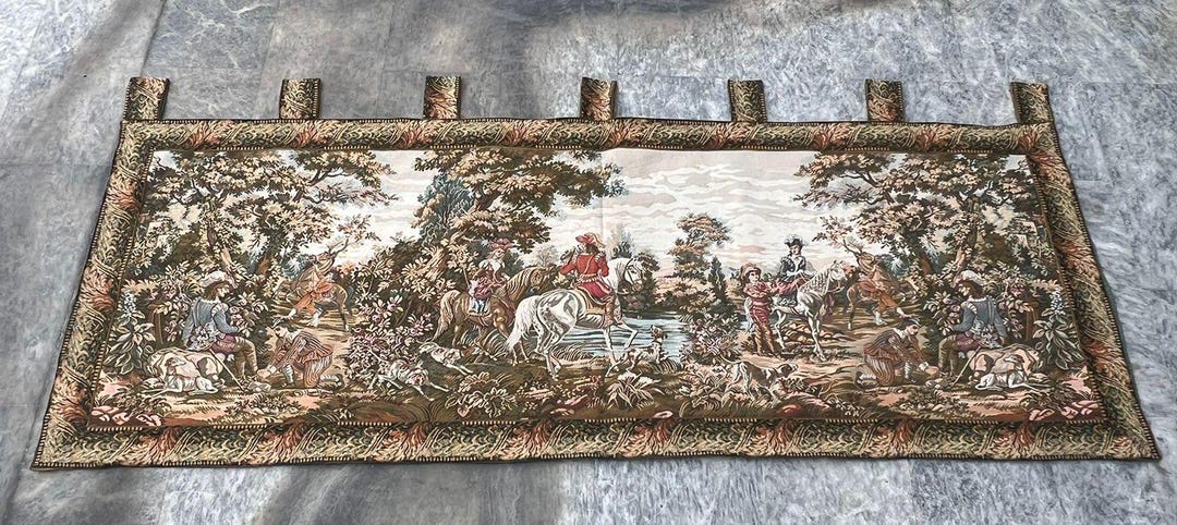 French Vintage Tapestry Wall Hanging, Medieval Goblins Scene (226 X 84 ...