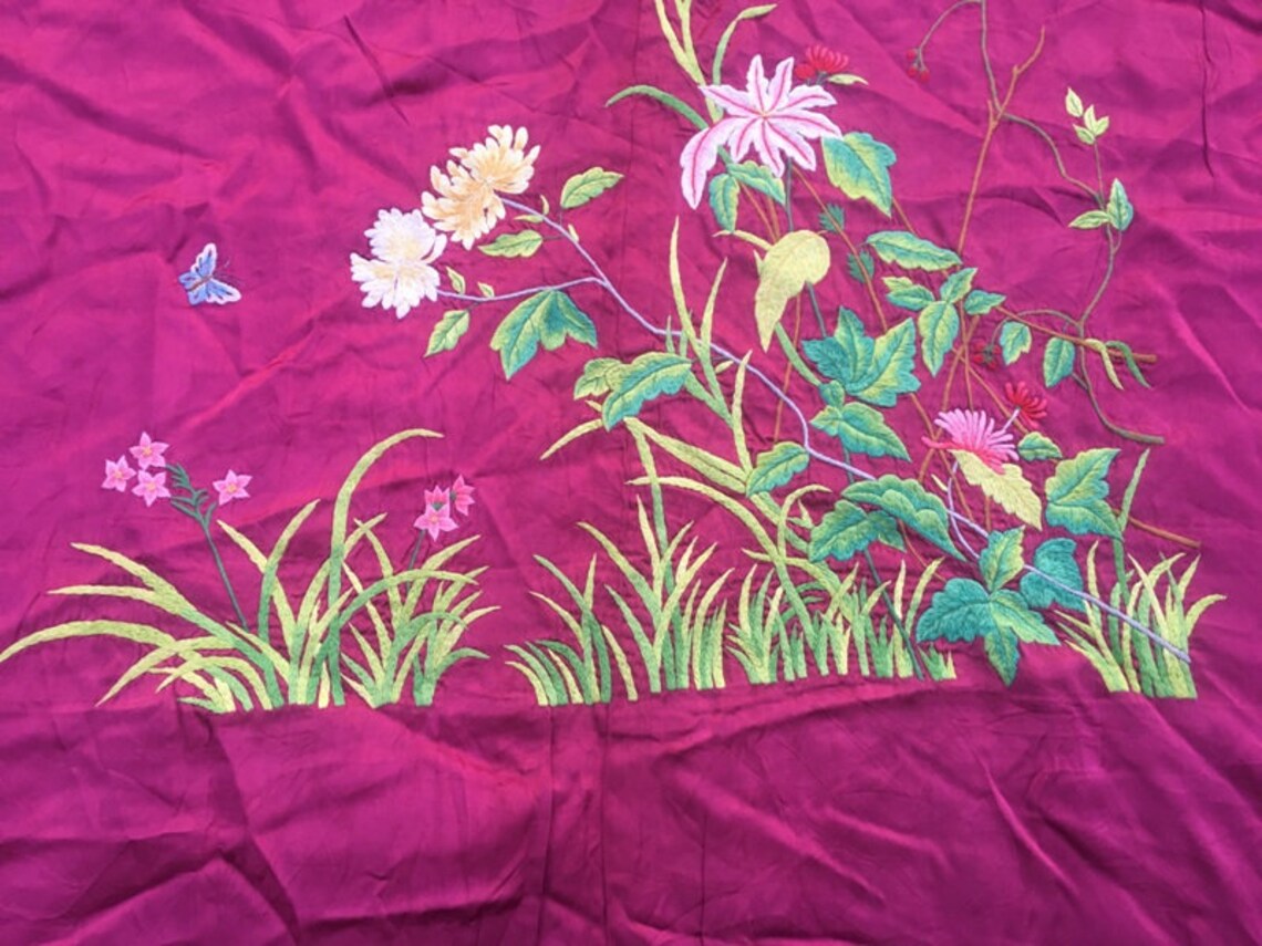 Antique Chinese Hand Embroidery Tablecloth Pictorial Table Cover Home ...