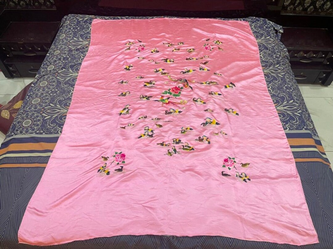 Antique Chinese Hand Embroidery Tablecloth Pictorial Table Cover Home ...