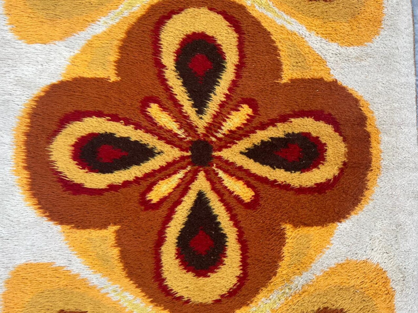 Yellow Orange Scandinavian Rug Shaggy Rug Plush Rug Danish Rya Rug ...