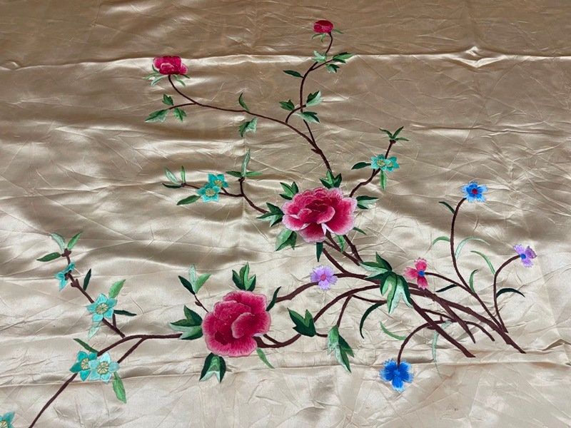 Antique Chinese Hand Embroidery Tablecloth Pictorial Table Cover Home ...
