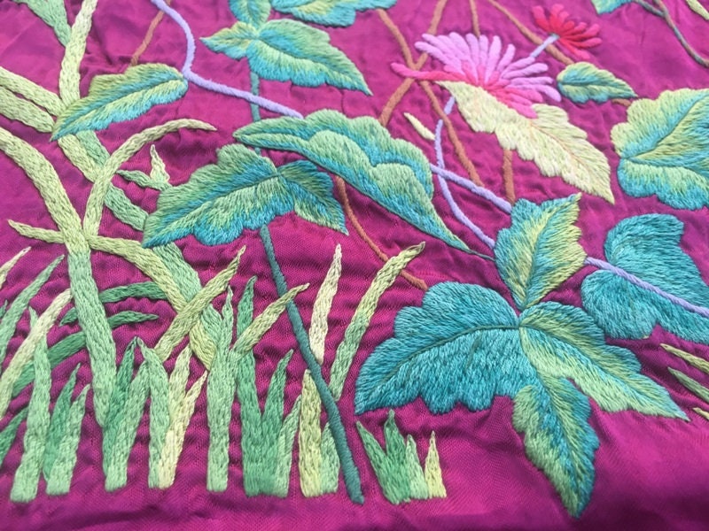 Antique Chinese Hand Embroidery Tablecloth Pictorial Table Cover Home ...