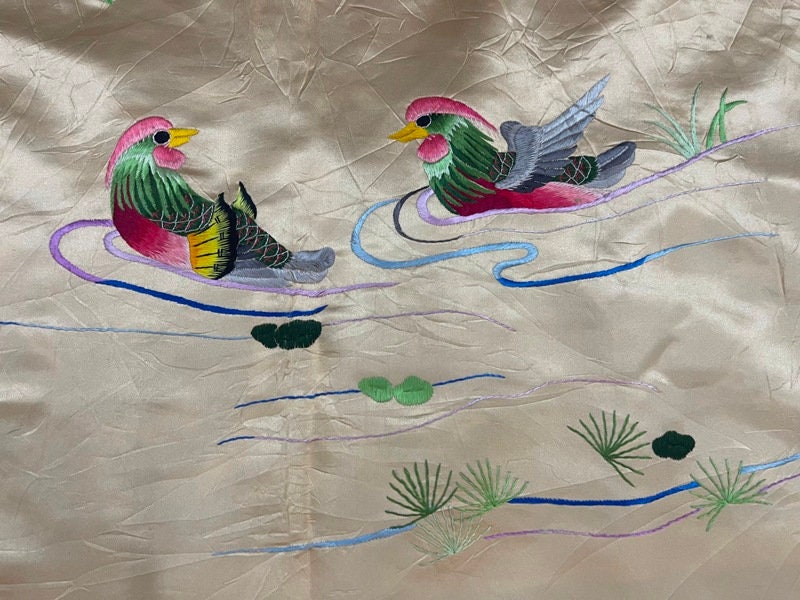 Antique Chinese Hand Embroidery Tablecloth Pictorial Table Cover Home ...