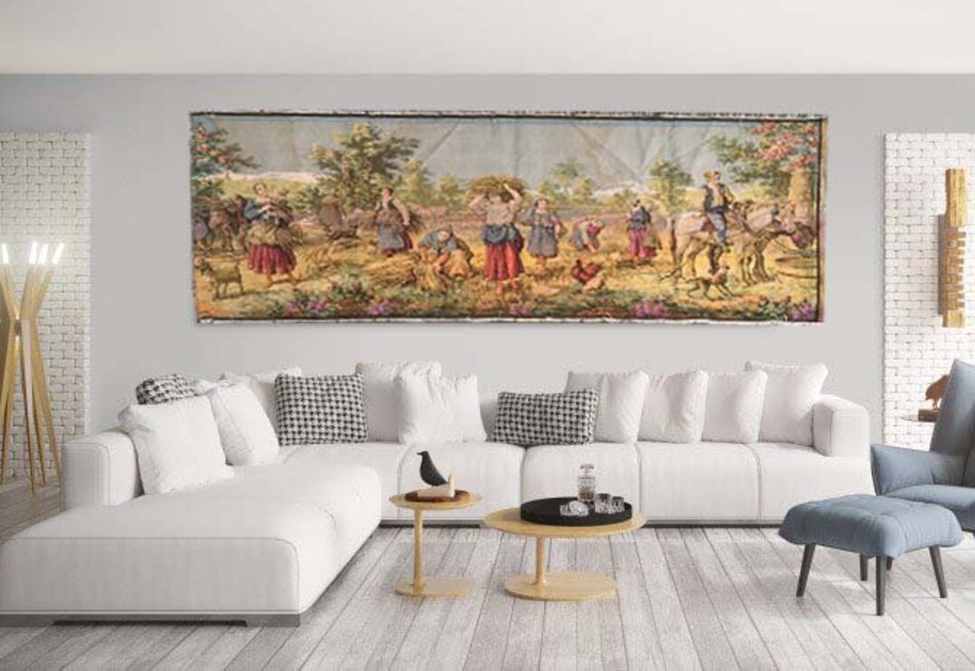 Vintage French Tapestry, Medieval Goblins Scene, Wall Hanging (2X5 Feet ...