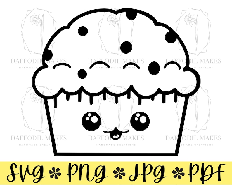 Muffin SVG File, SVG, Muffin, Dessert, Muffin Svg, Kawaii Svg, Cute ...
