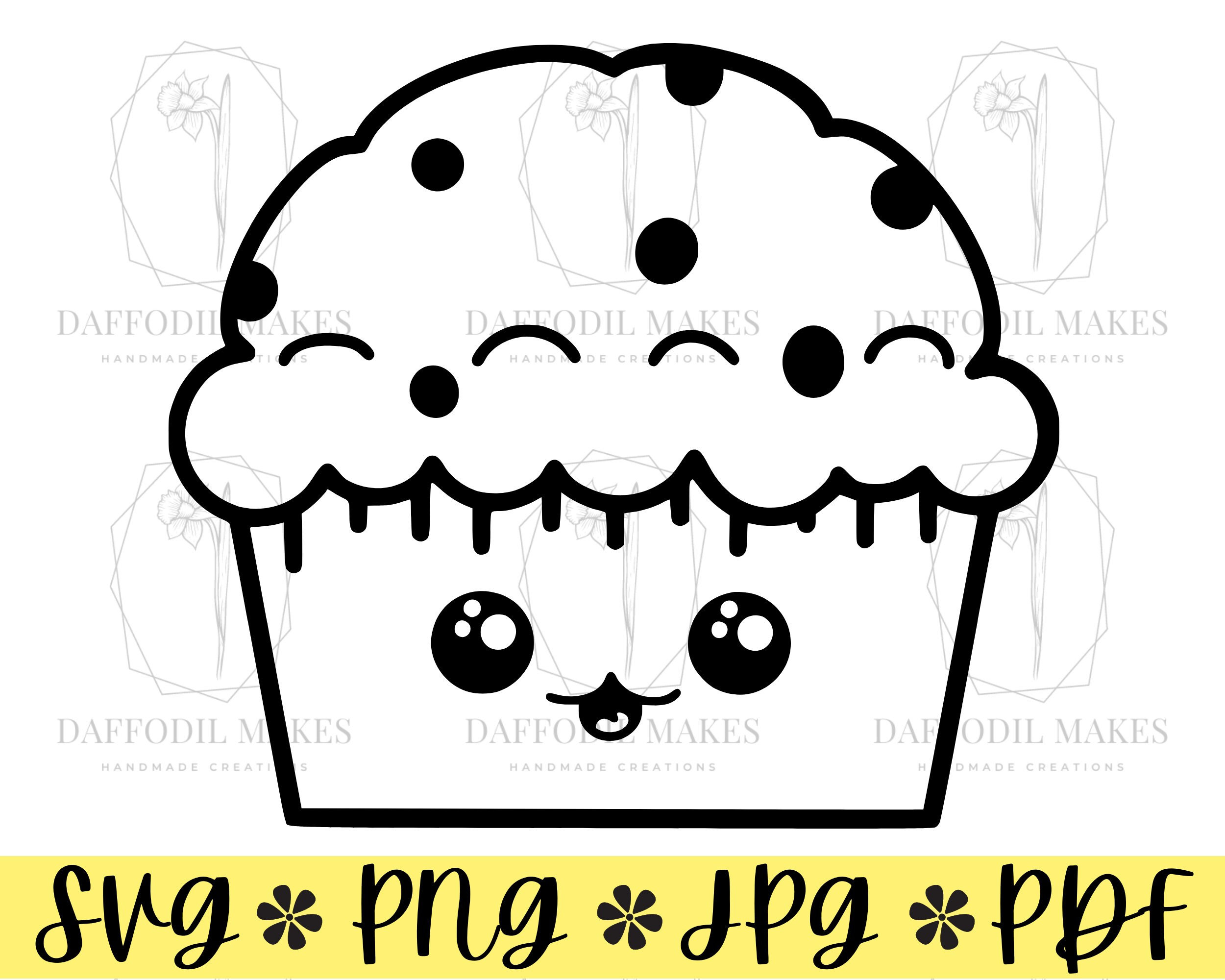 Muffin SVG File, SVG, Muffin, Dessert, Muffin Svg, Kawaii Svg, Cute ...