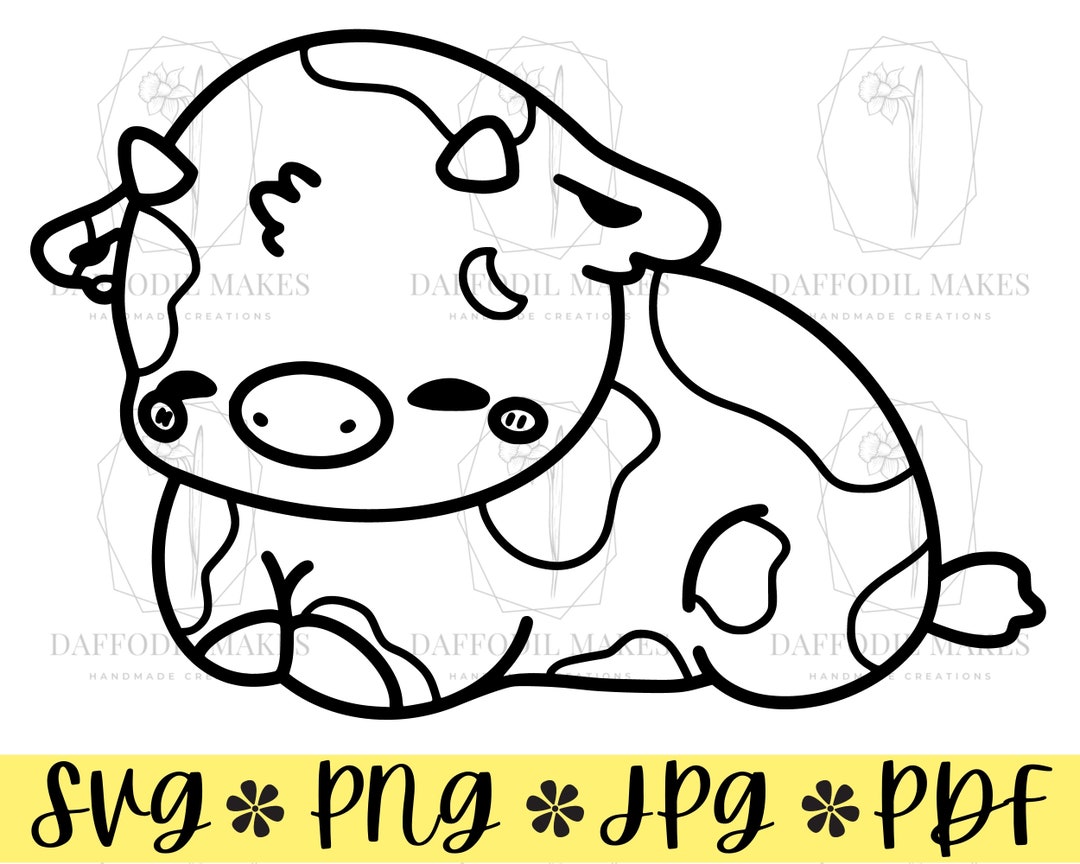 Kawaii Cow 4 SVG File, SVG, Cow, Cute Animal, Animal Svg, Kawaii Svg ...