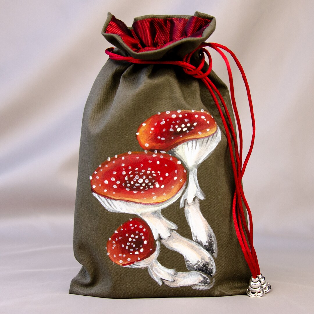Mushroom Tarot Card Bag Cottagecore Decor Amanita Muscara Runes Pouches ...