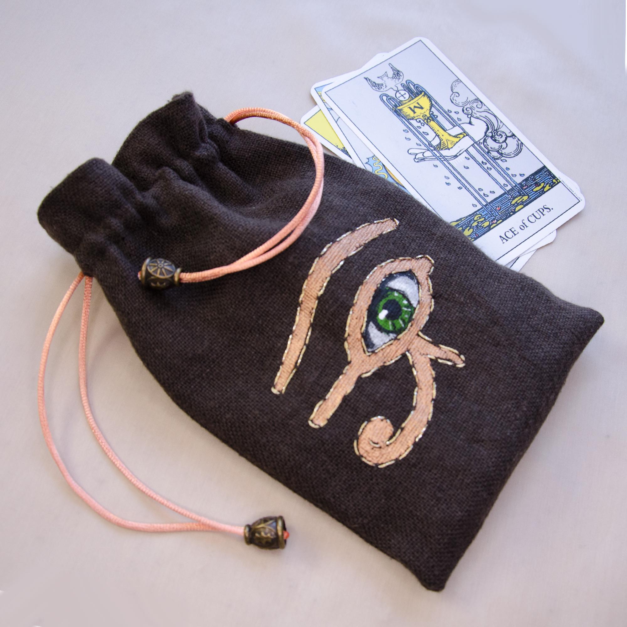 Tarot Bag With Eye of Horus Design Egyptian Symbolism Hand Painted and ...
