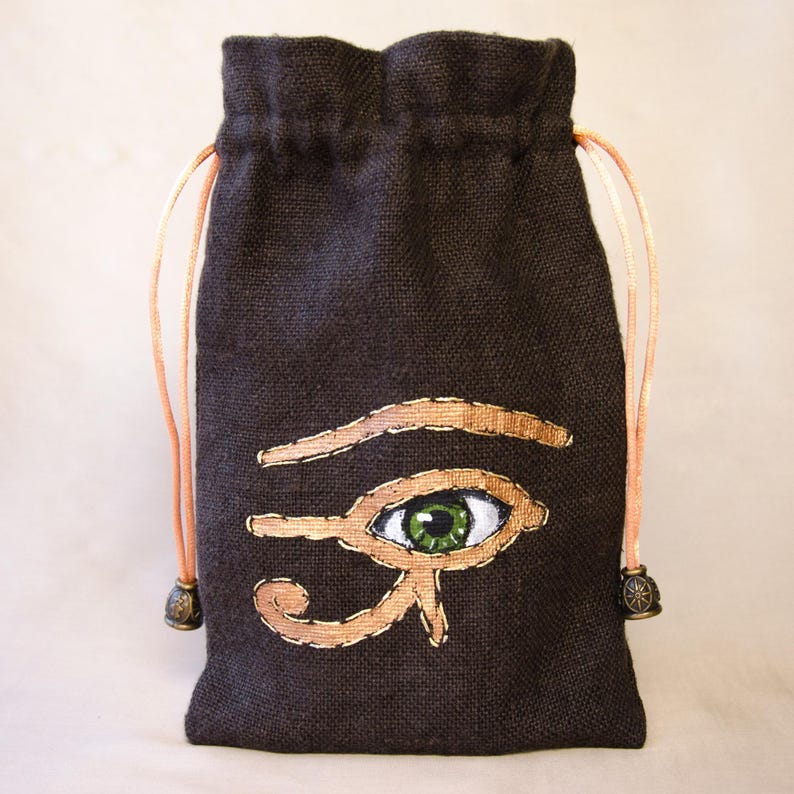 Tarot Bag With Eye of Horus Design Egyptian Symbolism Hand Painted and ...