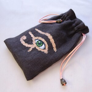 Tarot Bag With Eye of Horus Design Egyptian Symbolism Hand Painted and ...