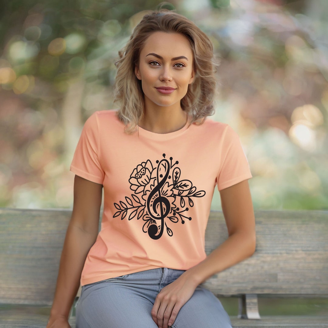 Flower Music Shirt, Floral Music Instrument Shirt, Ladies Music Shirt ...