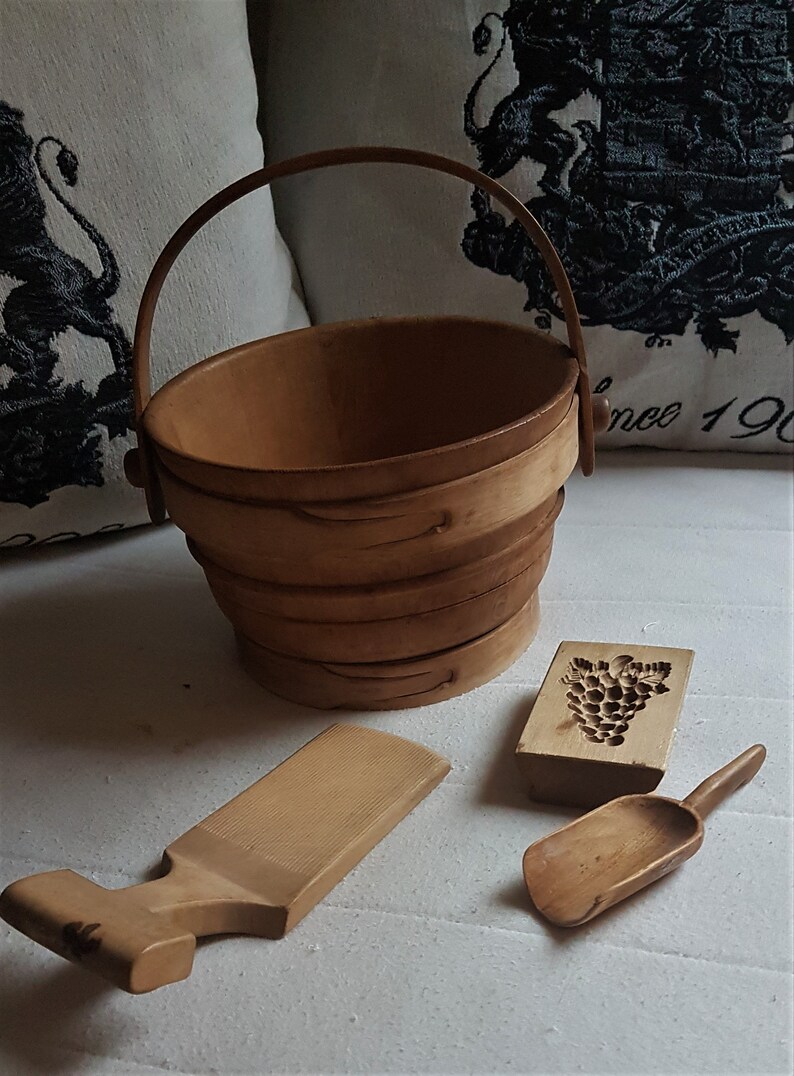 Dutch Wooden Butter Bucket With Butter Scoop Smeared Spatula | Etsy