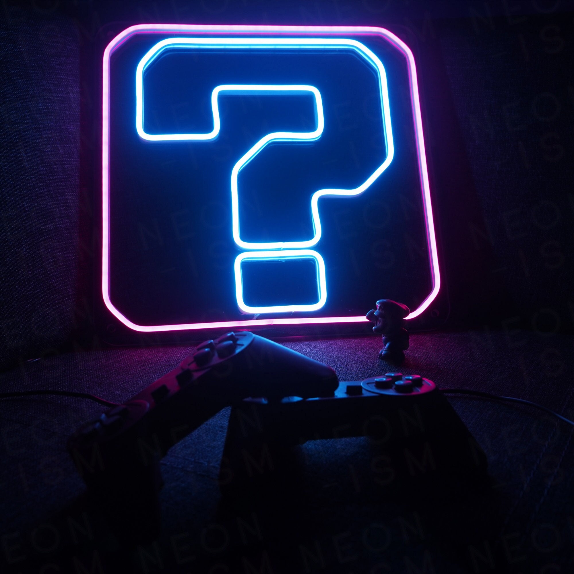Mario Question Mark Box Neon Sign, Arcade Neon Led, Mario Neon Led Sign ...