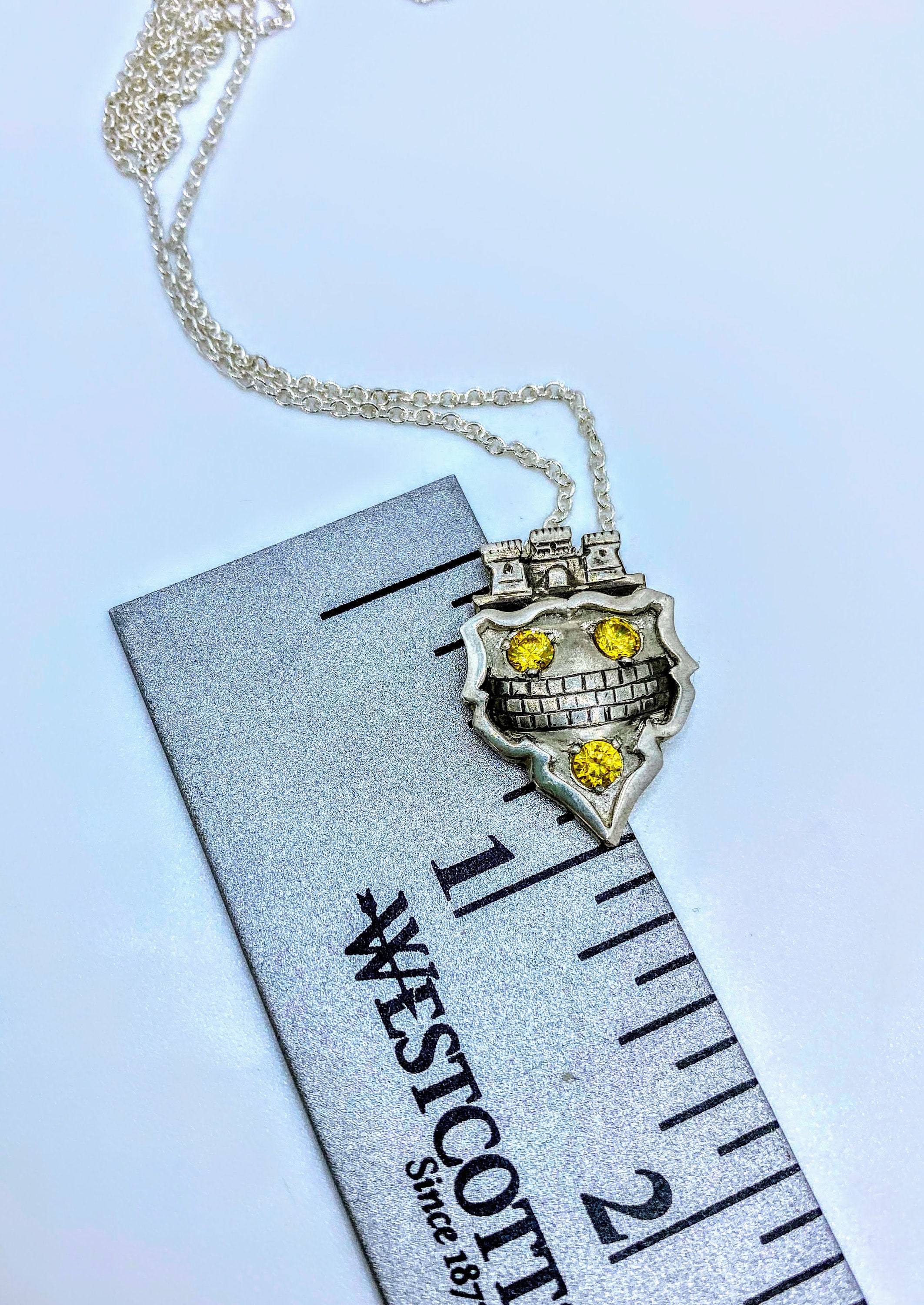 Necklace - Pittsburgh Crest - Sterling Silver and Sapphire Pendant - Etsy