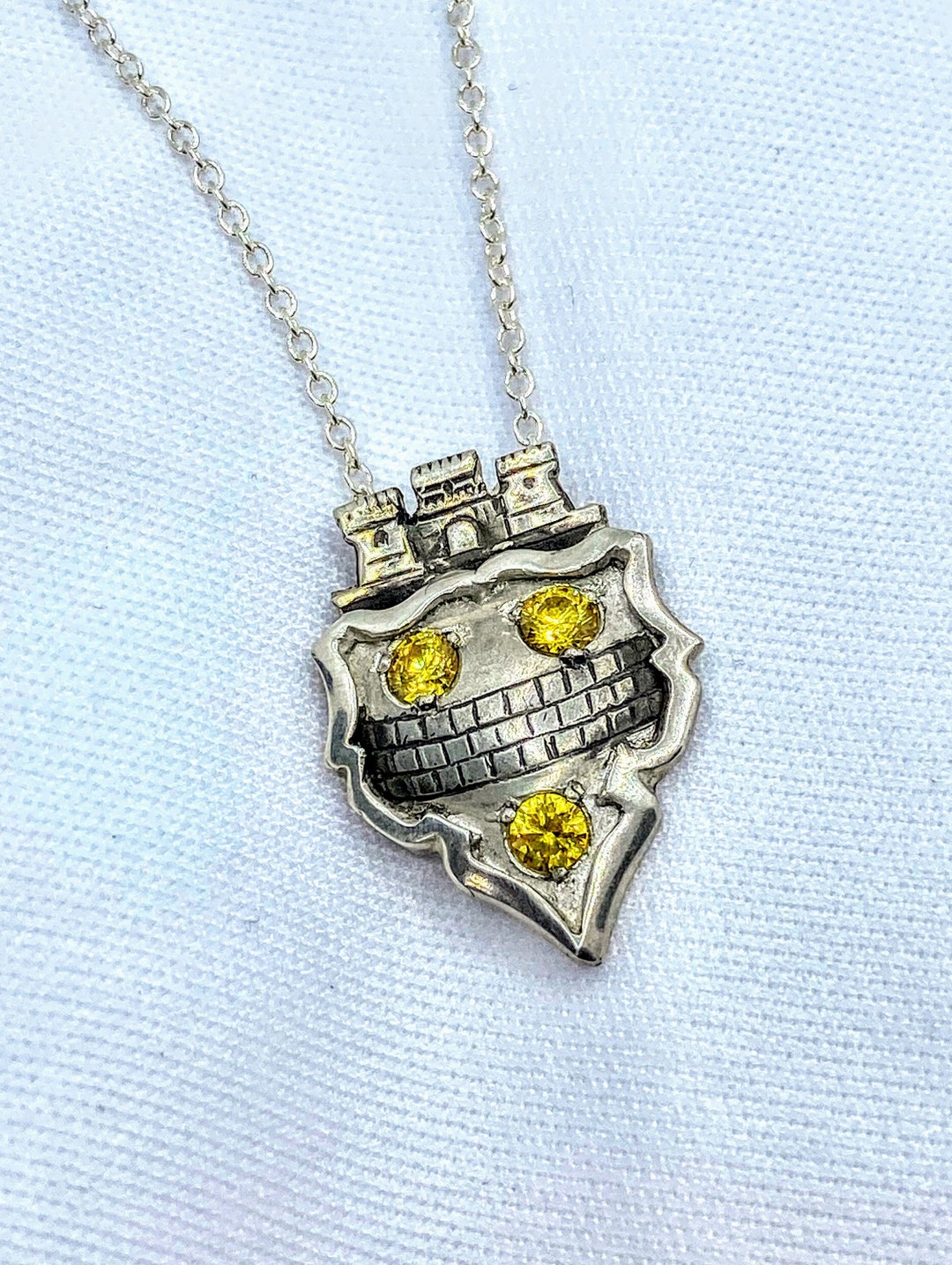Necklace - Pittsburgh Crest - Sterling Silver and Sapphire Pendant - Etsy