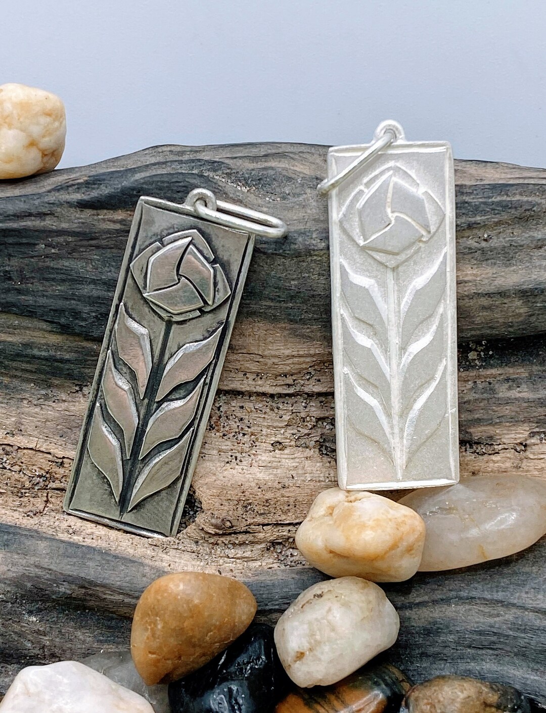 Craftsman Rose Silver Pendant - Etsy