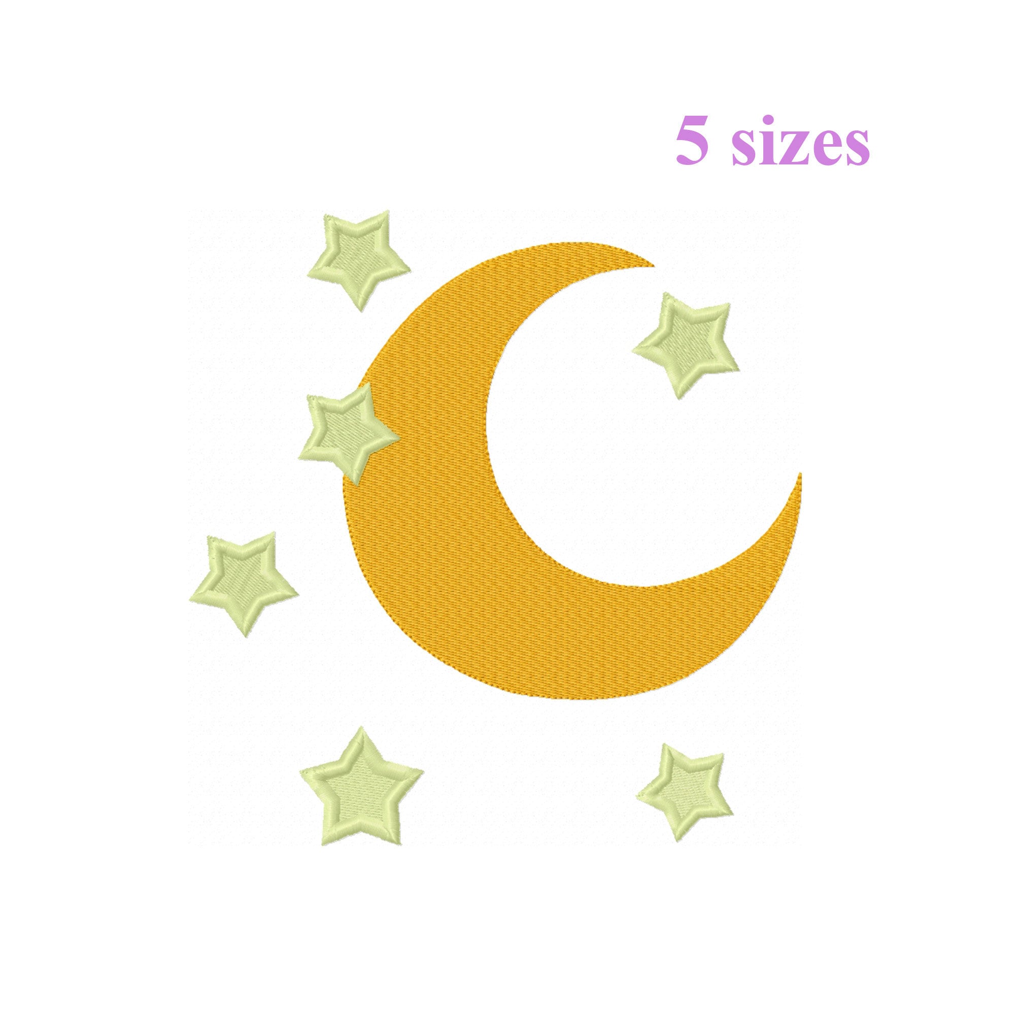 Moon And Stars Embroidery Design Machine Embroidery Design 5 Etsy