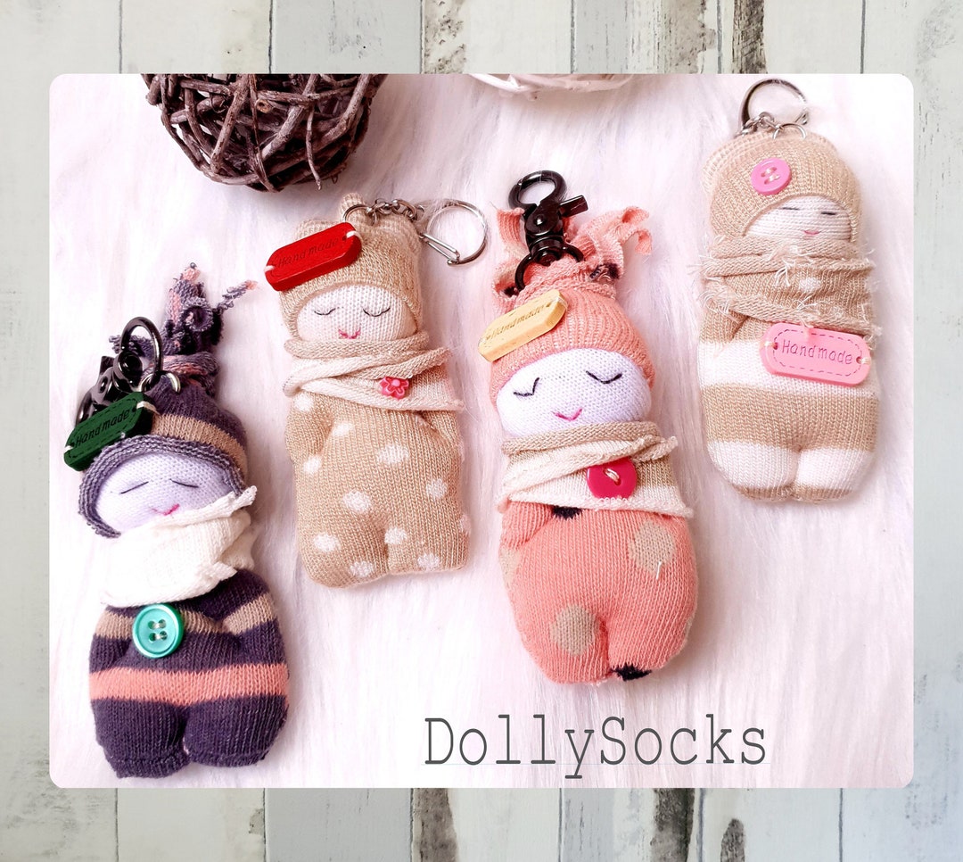 Dolly Socks, Sock Dolls, Key Chains, Charms, Dolls - Etsy