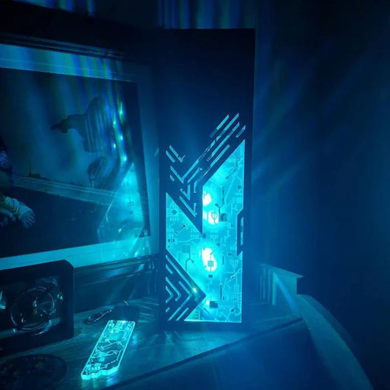 Circuit Board Lamp Cyberpunk Style Decoration Lamp RGB LED Handmade ...