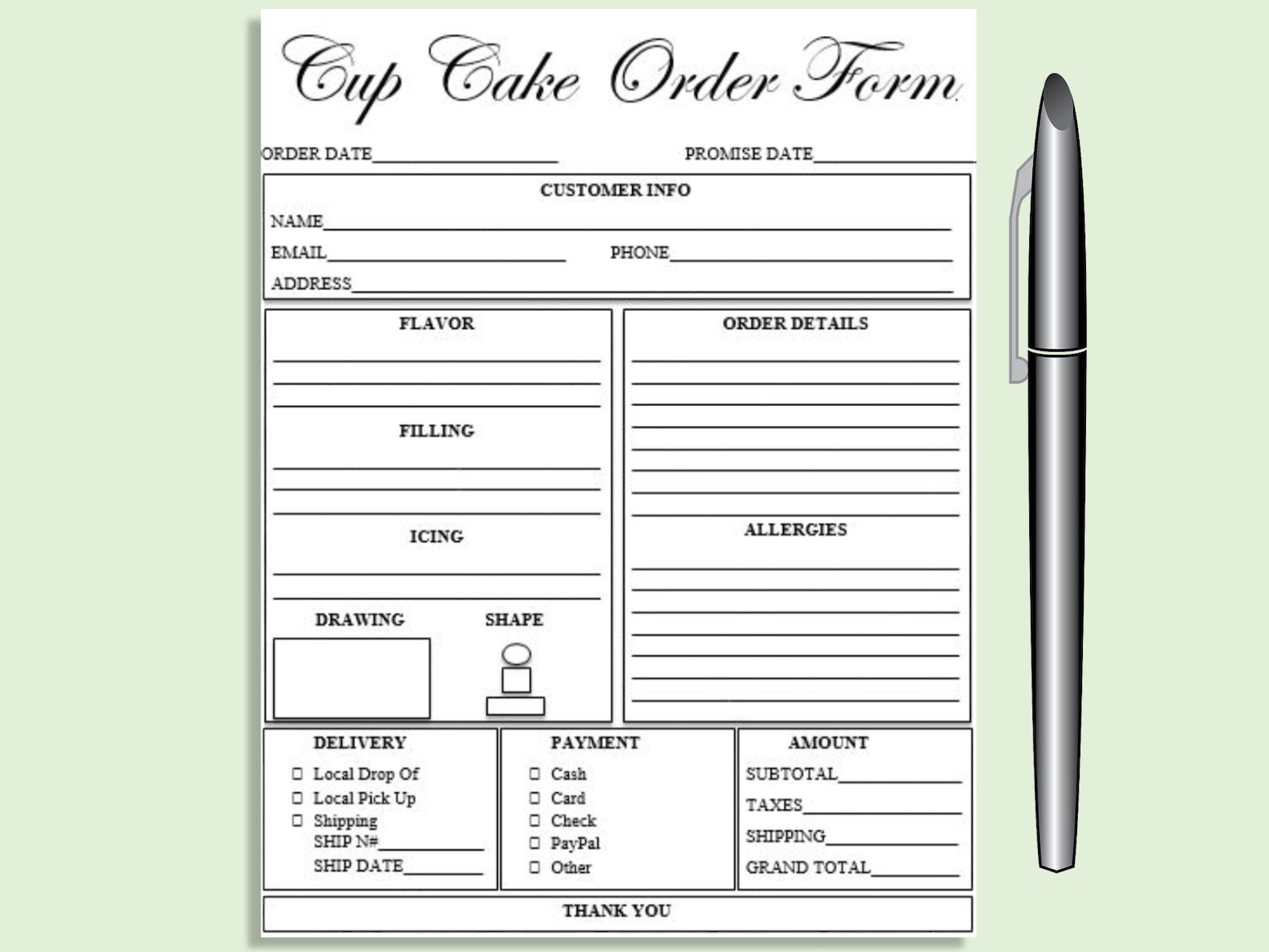 Free Printable Cupcake Order Forms - Printable Forms Free Online