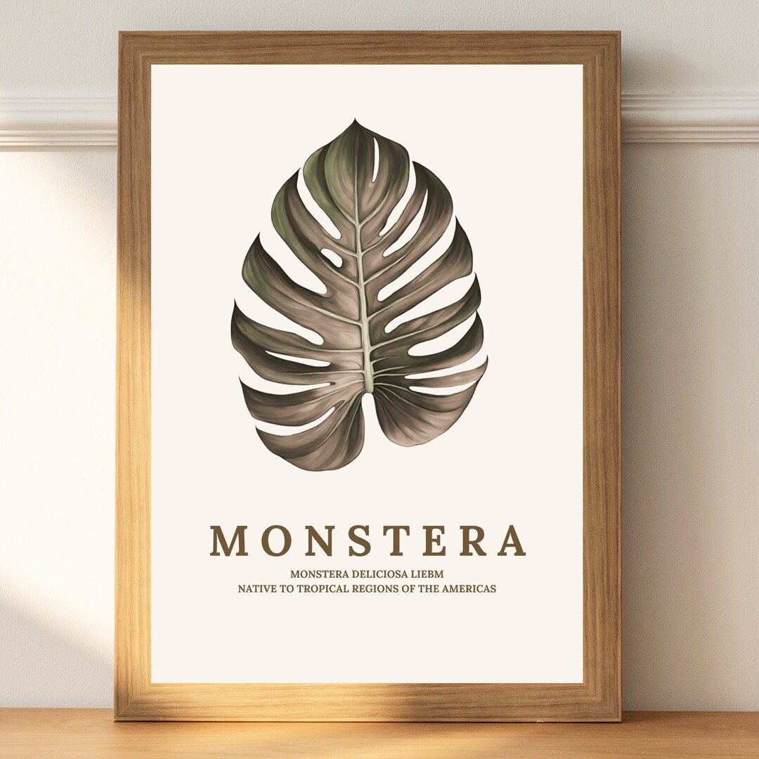 Monstera Poster, Monsterra Plant Wall Art, Leaf Art Print, Leaves Wall ...