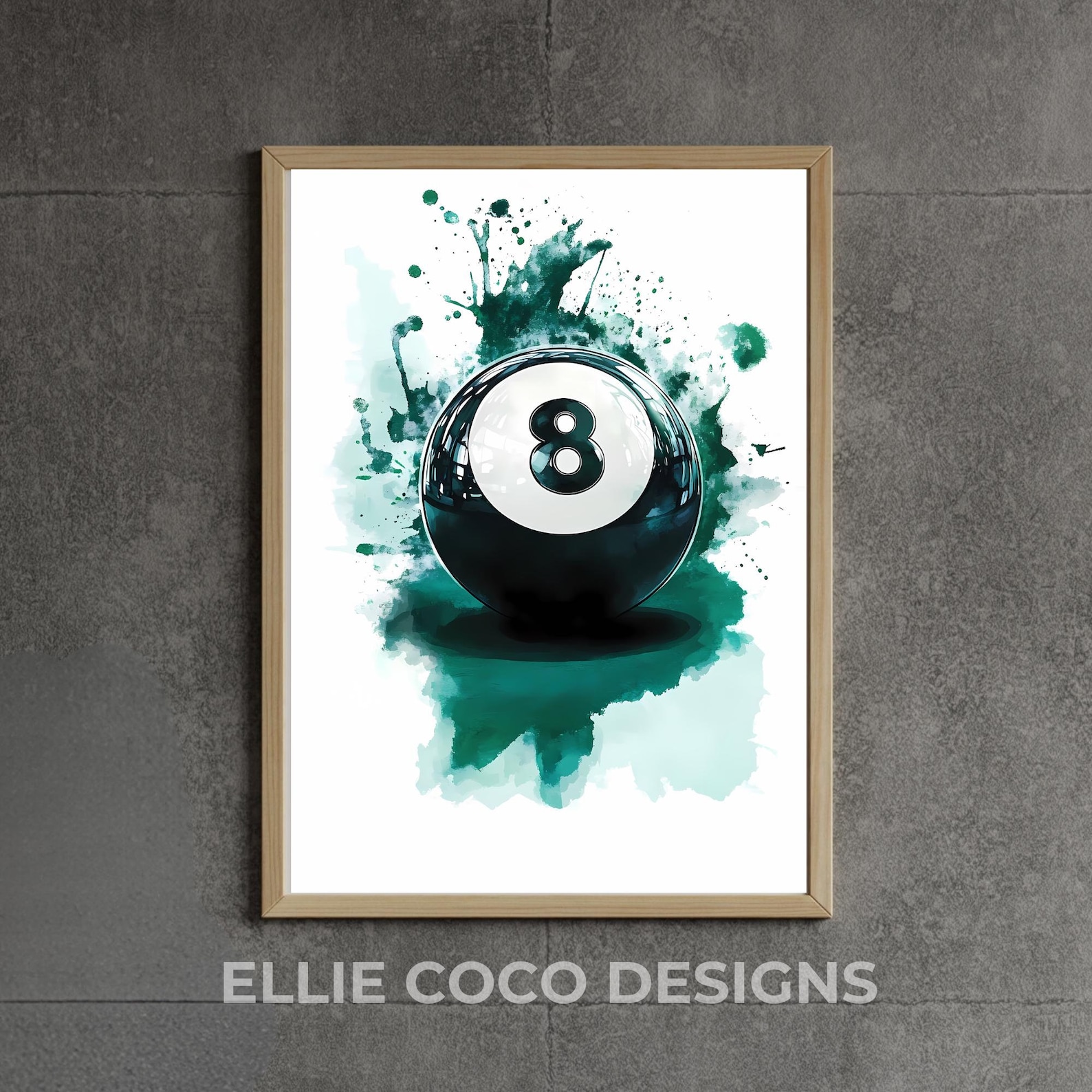 8 Ball Print, Game Room Printable Art Prints, Dorm Digital Wall Art ...