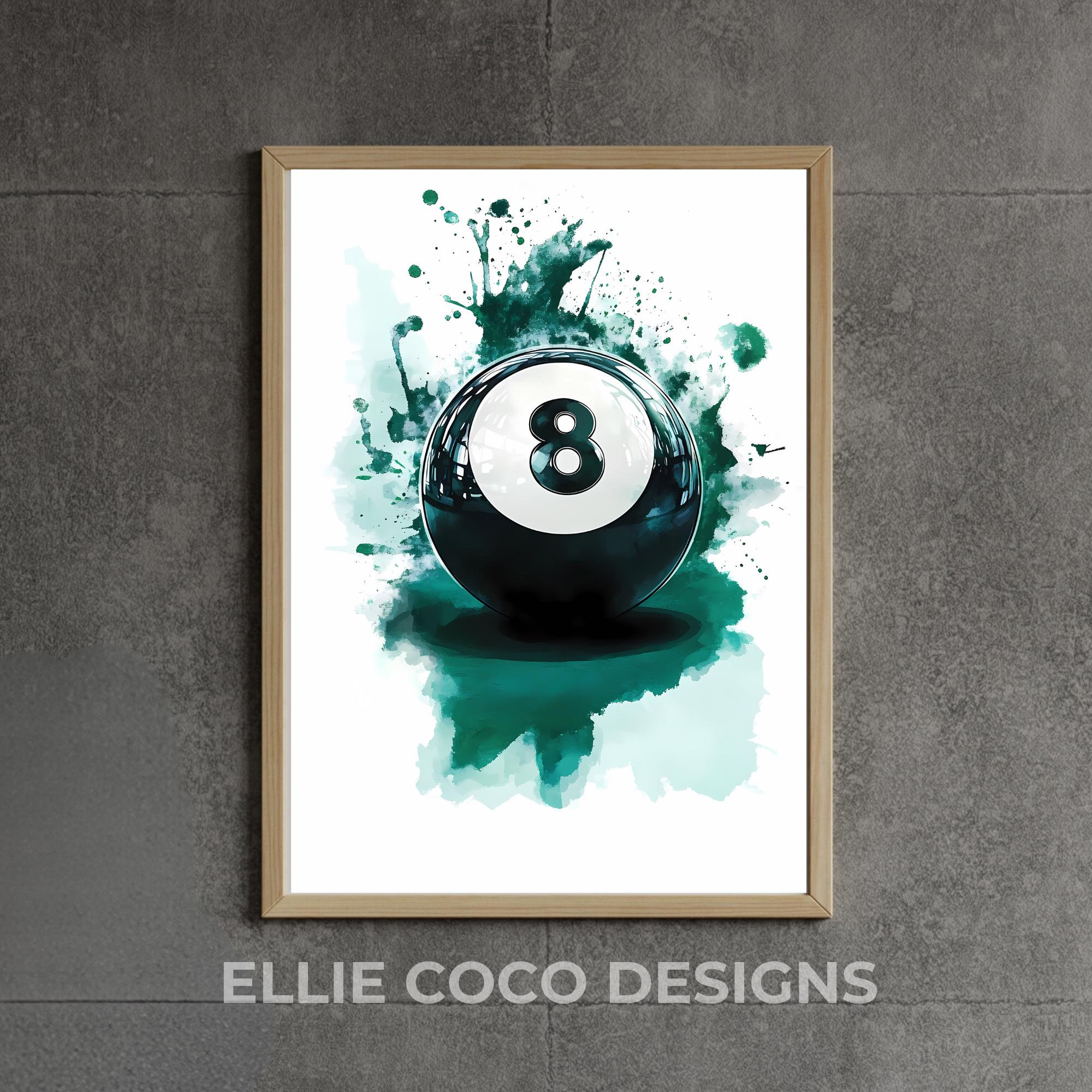 8 Ball Print, Game Room Printable Art Prints, Dorm Digital Wall Art ...