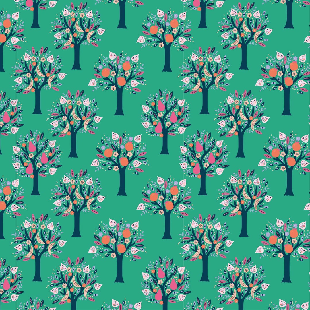 100% cotton trees poplin fabric for sewing by 0.5 meter 0.547 yard ...