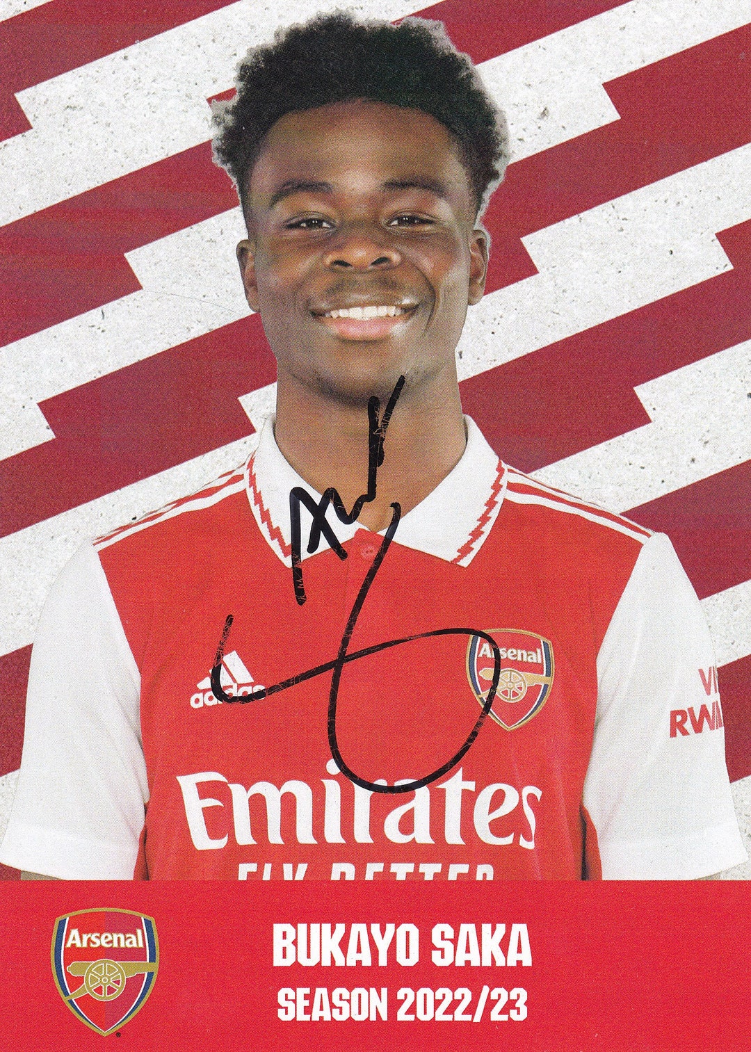 Football Bukayo Saka Hand Signed 7x5 Inch Official Clubcard Arsenal ...