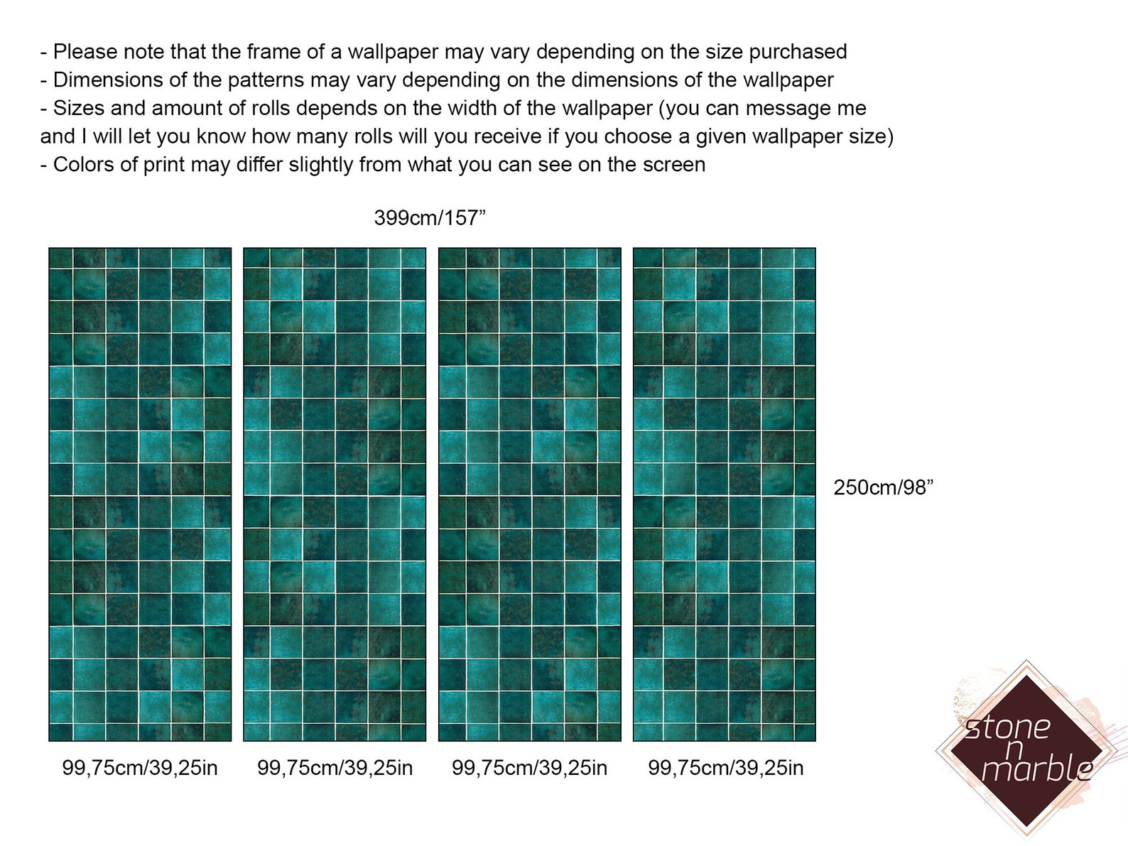 Vintage Green Wallpaper, Tile Pattern peel and Stick self Adhesive or ...
