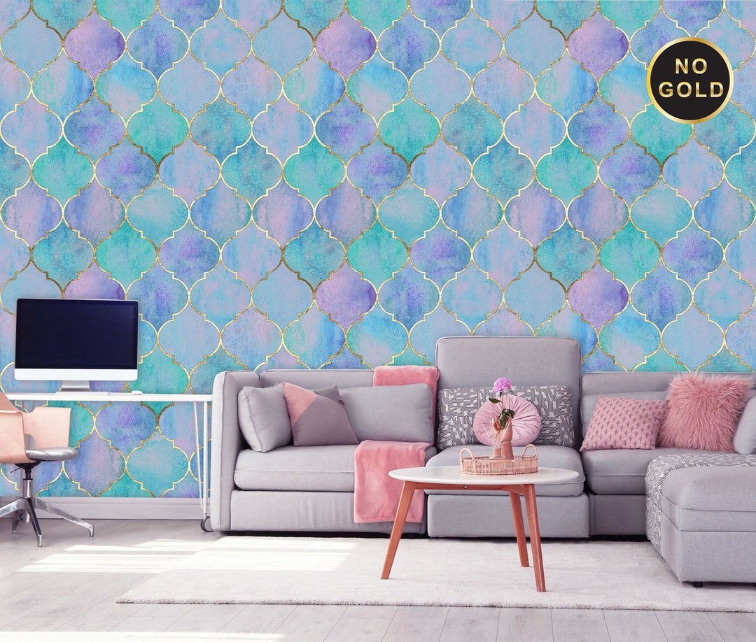 Moroccan Marble Tile Wallpaper, Abstract Wall Mural [peel and Stick ...