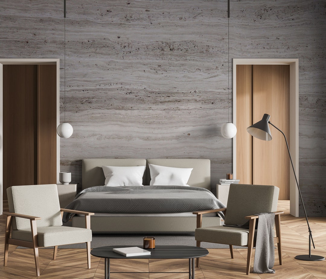 Gray Neutral Color Stone Wallpaper, Grunge Wallpaper [peel and Stick ...