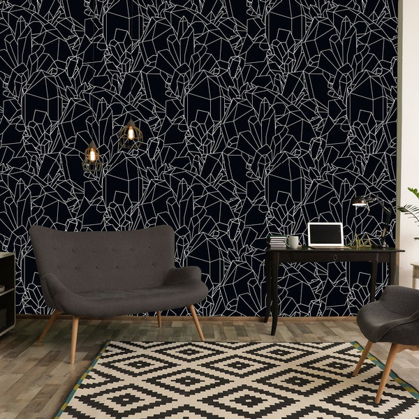 Black and White Graphic Removable Wallpaper - Etsy