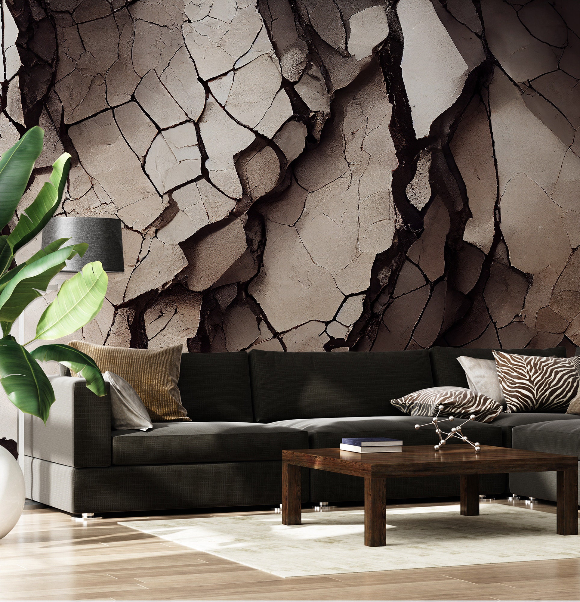 Damaged Stone Wallpaper Ruined Rock Abstract peel and Stick - Etsy