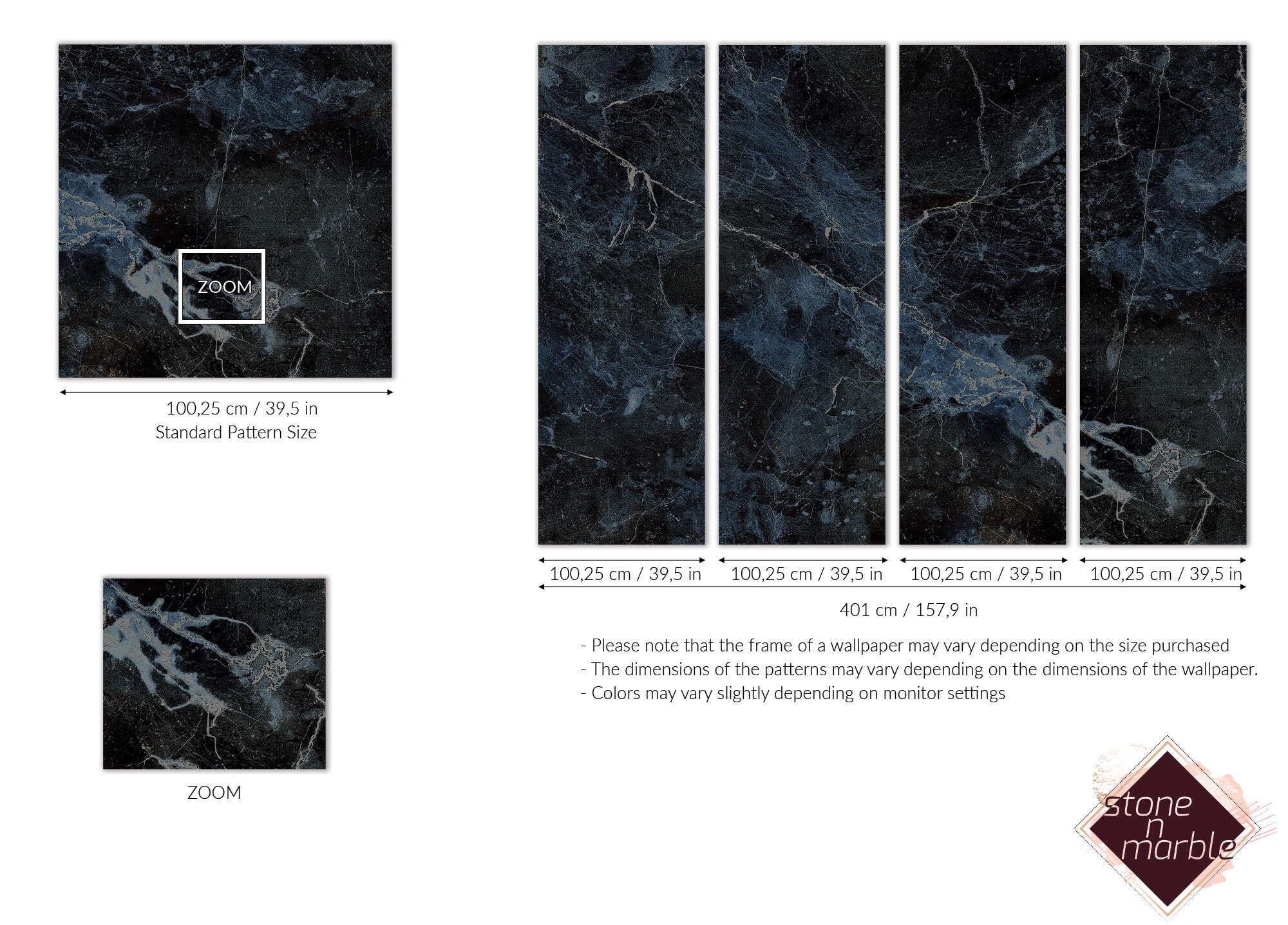 Dark Blue Marble Wallpaper, Cracked Navy Stone Mural self Adhesive ...