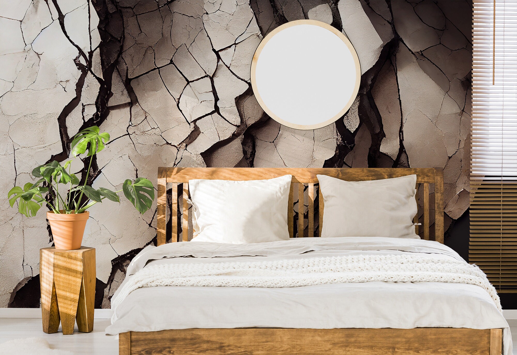 Damaged Stone Wallpaper, Ruined Rock, Abstract peel and Stick self ...