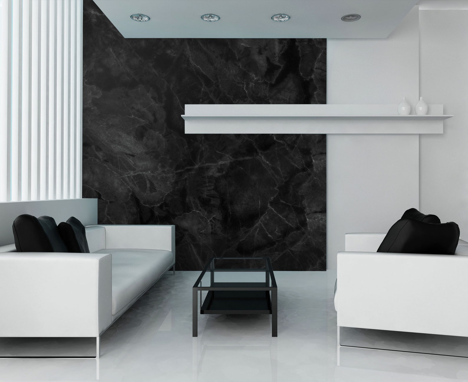 Black Marble Stone Wall Mural Dark Stone Wallpaper self - Etsy