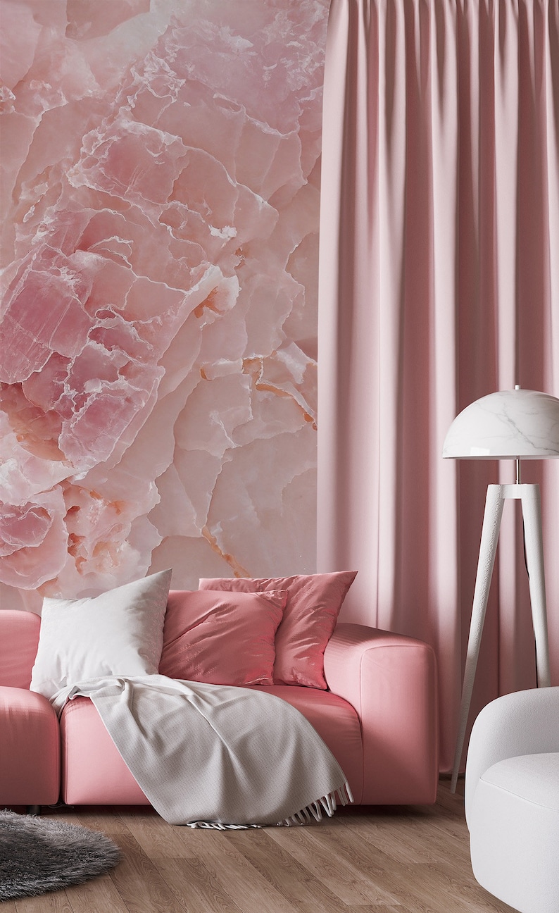 Pink Marble Wallpaper Luxury Stone Wall Mural peel and Stick - Etsy