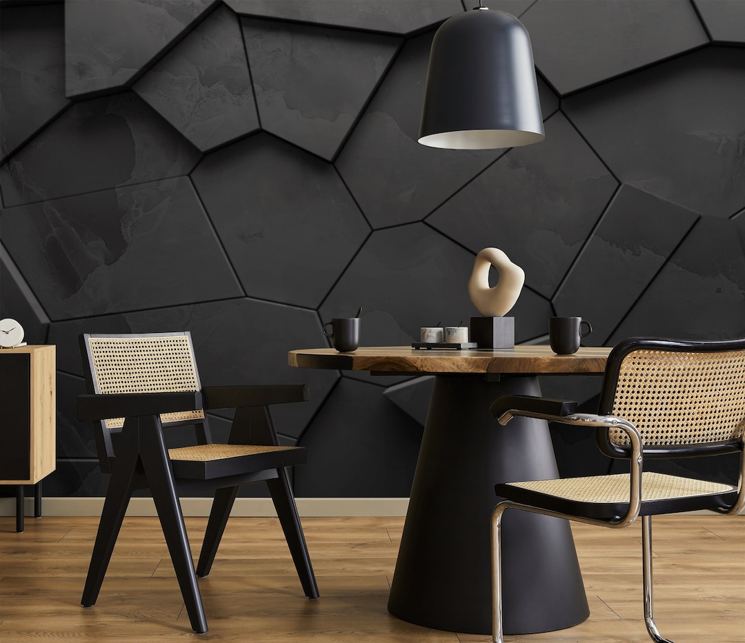 Modern Abstract Black Wallpaper, Wall Mural, Abstract Art Wallpaper ...