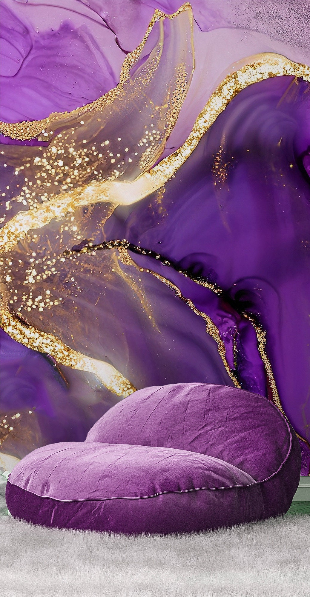 Luxury Marble Purple and Matte Gold Wallpaper, Wall Mural [peel and ...