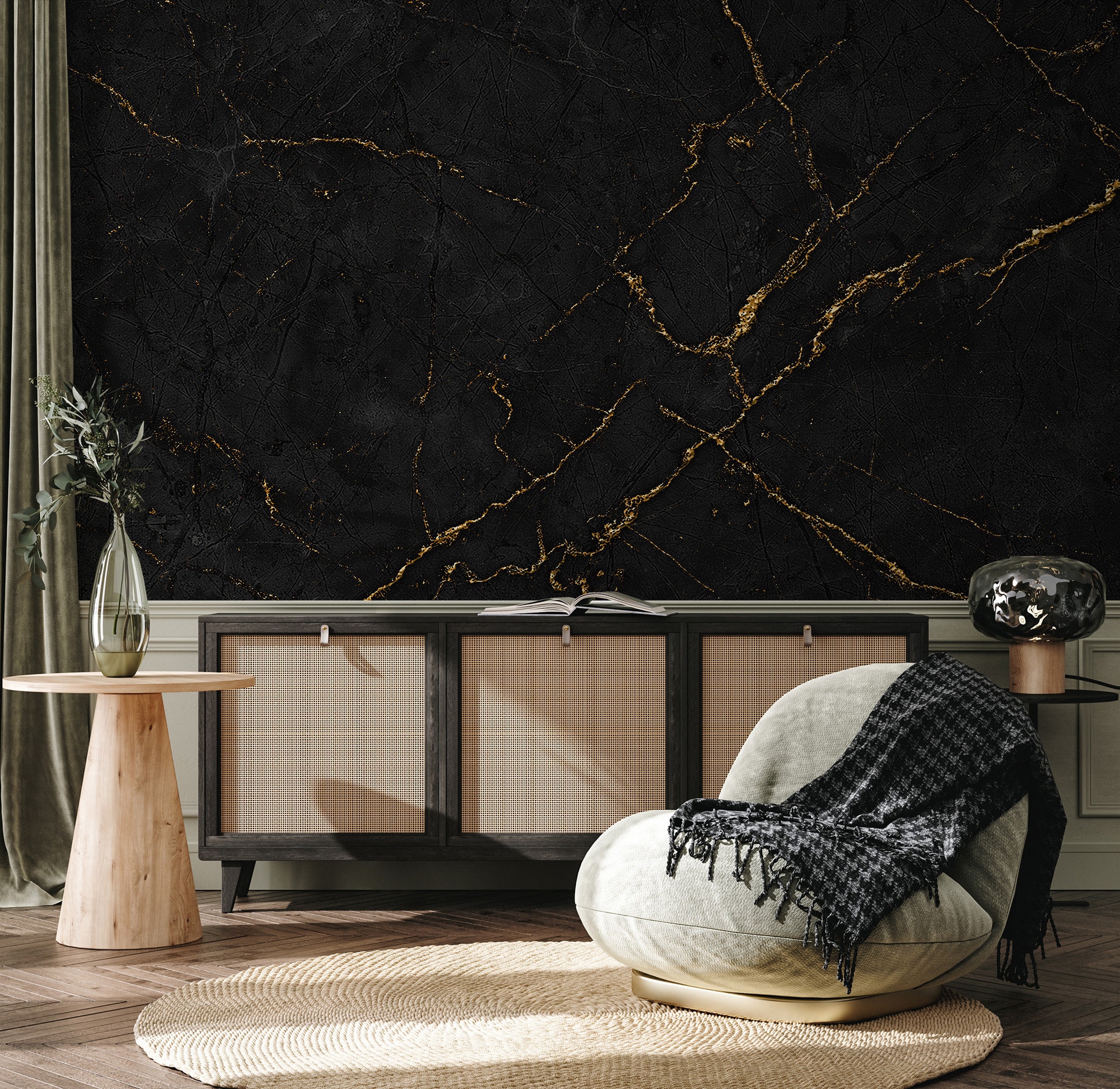 Dark Marble Wallpaper, Abstract Wall Mural, Watercolor Wallpaper [peel ...